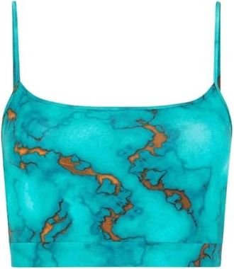Roberto Cavalli Marble-Print Crop Top Weste - - Tops - Damen - Blau - 3XL