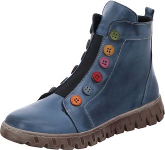 Gemini Damen Stiefelette aus Leder mit Gummizug und bunter Knopfleiste 337135-02, Gr&ouml;&szlig;e:40 EU, Farbe:Blau
