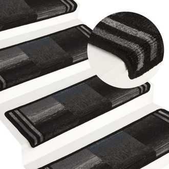 vidaXL vidaXL Treppenmatten Selbstklebend 15 Stk. 65x21x4 cm Schwarz und Grau