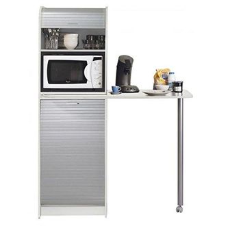 Simmob Table de Cuisine et Meuble de Rangement Blanc Alu