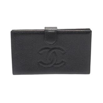 Chanel Pre-owned Coco Mark Caviar Skin Long Bifold Wallet - - Pre-owned - Damen - Schwarzk - ONE SIZE
