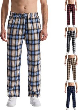 Generic Pantalon de pyjama &agrave; carreaux pour homme - Pantalon tiss&eacute; &agrave; jambes larges - Pantalon r&eacute;tro classique - Coupe ample - Pantalon d&eacute;contract&eacute; &agrave; porter au 