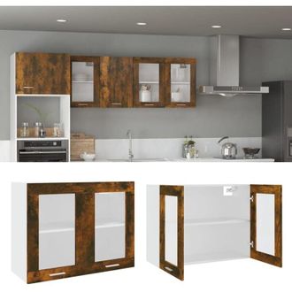 vidaXL H&auml;ngeschrank Lyon Glas R&auml;uchereiche 80x31x60 cm Holzwerkstoff Vidaxl