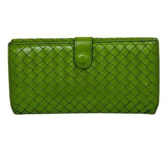 Bottega Veneta unisex, Pre-owned, Vert, Taille: ONE Size Pre-owned Portefeuille Long Intrecciato en Cuir