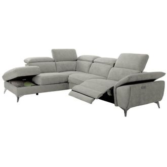 Les Tendances Les Tendances - Canap&eacute; dangle de relaxation &eacute;lectrique microfibre Skina-Gris clair-angle gauche