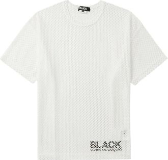 Comme Des Garçons t-shirt à empiècements en résille - Blanc