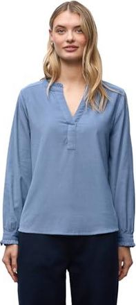 Street One 3412452 Chemisier en Velours côtelé à Volants, Overcast Blue, 44 Femmes