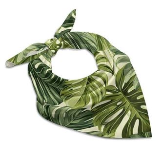 Generic Écharpe carrée en soie avec feuilles de palmier tropicales - Écharpe hawaïenne légère pour cheveux - Respirant - Cadeau pour femme et homme, multicolo