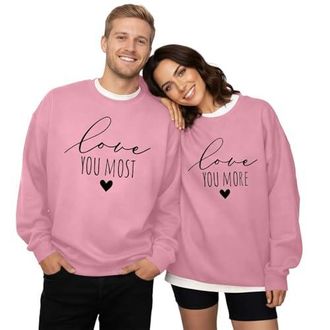 Generic Sweat-shirt &agrave; capuche imprim&eacute; &agrave; col rond pour la Saint-Valentin 2026 pour homme et femme (homme), rose, XL