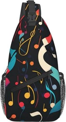 Generic Sacoche Homme Bandouliere Note de musique abstraite musicale Durable Sac &agrave; Bandouli&egrave;re Casual Cross Body pour Camping Voyage Cyclisme