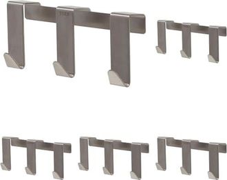 Tiger T&uuml;r-Hakenleiste Basic 20 mm, mit 3 Haken, Edelstahl geb&uuml;rstet (Packung mit 5)