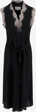 Maison Margiela Robe en soie m&eacute;lang&eacute;e avec empi&egrave;cements en dentelle