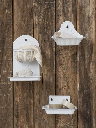 Ib Laursen White Enamel Soap Dish with Basket (0428)