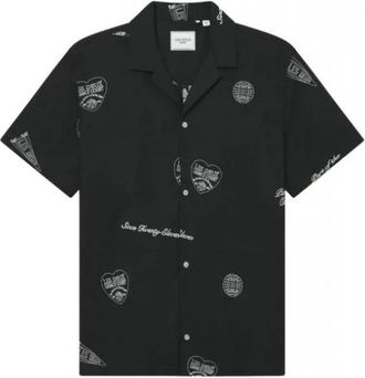 Les Deux Homme, Chemises, Noir, Taille: M Hendrix Short Sleeve Shirt