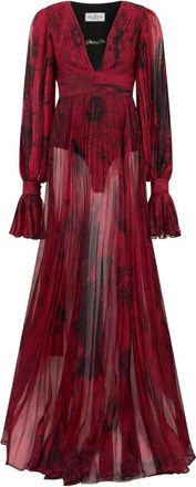 Philipp Plein Femme, Robes, Rouge, Taille: 40 FR Chiffon Maxi Dress Zodiac