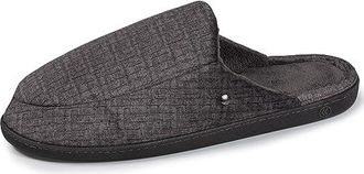 Isotoner Chaussons pantoufles Mules homme imprimé à carreaux, 41 EU, gris