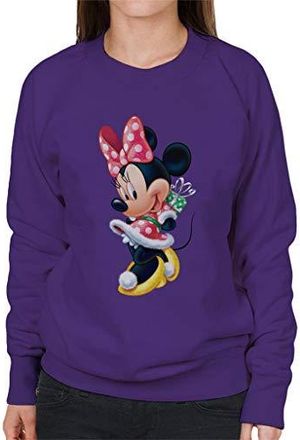 Disney Christmas Minnie Mouse Hiding Present Womens Sweatshirt