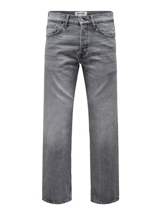 Only & Sons Herren Jeans ONSEDGE Straight Mid Waist - Regular Fit - Grau, Gr&ouml;&szlig;e:34W / 32L, Farbe:22028202 Medium Grey Denim