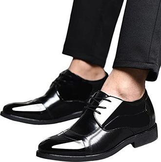 Generic Chaussures Oxfords pour Hommes Travail, Derby Mens Shoes, d&eacute;contract&eacute;es en Cuir laqu&eacute; Britannique &agrave; Taille Haute en Cuir (Black 40)