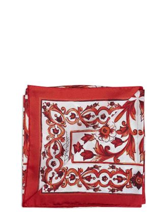 Dolce & Gabbana Womens Silk Twill Scarf Orange Maiolica Scarfs