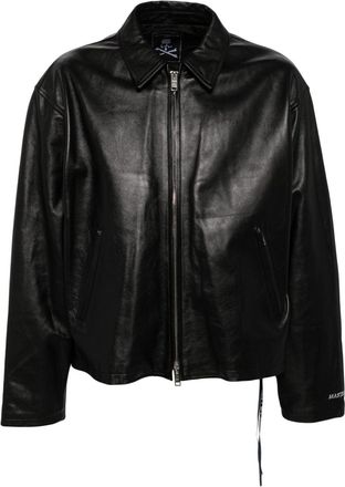 MASTERMIND WORLD Lederjacke mit Reißverschluss - Schwarz