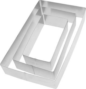 Cabilock Moule Rectangulaire En Acier Inoxydable 25X15X4.5 Cm Set De 3 Cadres &Agrave; P&acirc;tisserie Extensibles Pour G&acirc;teau Mousse Tiramisu Fromage Accessoires De Cuisi