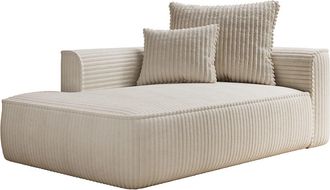 Vente-Unique Recamiere - linksseitig - grob Gerippter Cord - Beige - PINETA