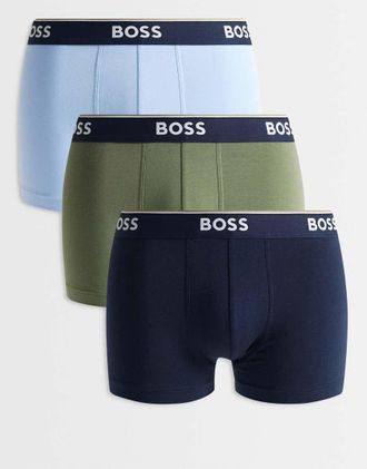 HUGO BOSS Power - 3er-Pack Unterhosen in verschiedenen Farben mit farblich abgesetztem Logobund-Bunt