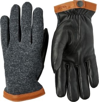 Hestra Deerskin Wool Tricot Handschuhe Fingerhandschuhe Lederhandschuhe Herrenhandschuhe Herren - mit Futter Winter Herbst-Winter - 10 HS schwarz