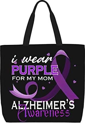 Generic Sac Fourre-Tout Porter Du Violet Pour Ma M&egrave;re, Sensibilisation &Agrave; La Maladie DAlzheimer Sac &Agrave; Dos Pliable De Grande Capacit&eacute; Sacs En Toile, Pour &Eacute;cole,