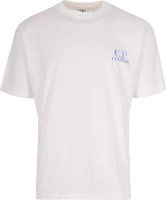 C.P. Company C.p. Company, Homme, Tops, Blanc, Taille: XL T-Shirt Logo Confort 30/1 Jersey