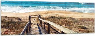 Arttor Panorama Bilder auf Glas 160x50cm Glasbild Meer Strand Eintritt Groß XXL Wanddeko Bild im Glas Schlafzimmer Küche Wandbilder Dekoration Wohnzimmer Mod