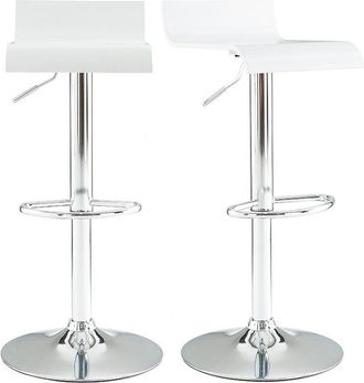 Miliboo Miliboo - Design-Barhocker wei&szlig;es Holz und verchromtes Metall (2er-Set) surf V2