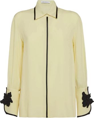 Simona Corsellini Femme, Blouses et Chemises, Jaune, Taille: 42 FR Camicia dettagli a contrasto in misto seta