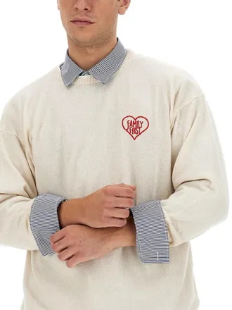 Family Fir$t Milano Logo Cashmere Blend Sweater - White