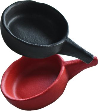 Hemobllo 2 St&uuml;ck Moderner Keramik kerzenhalter mit Griff Runder Teelichthalter in Schwarz und Rot Stilvolle Wohnraumdekoration f&uuml;r Tisch Stabiles Design als Ge