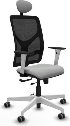 Piqueras y Crespo Schreibtischstuhl, grau, Rollen mit wei&szlig;en und schwarzen Armlehnen, h&ouml;henverstellbare Lendenwirbelst&uuml;tze und festes Kopfteil, ausgestattet mit Syncro/