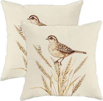 Generic Herbstwachtelvogel Kissenbez&uuml;ge Mit Rei&szlig;verschluss Sofakissen Quadratische Zierkissenbezug F&uuml;r B&uuml;ro Sofa Balkon 45X45Cm 2Er Set