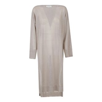 Alaia Seiden-Leinen-Strick-Kaftan-Kleid - - Dresses - Damen - Beige - S