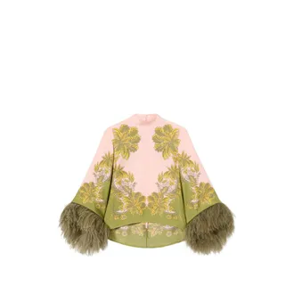 La DoubleJ Swathe Plac&eacute;e Pink In Silk Twill With Feathers Make An Exit Top