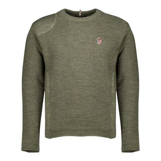 Moncler Pullover mit Rundhalsausschnitt aus Wolle - - Knitwear - Herren - Gr&uuml;n - S