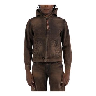 Aries Homme, Vestes, Brun, Taille: S Veste en Denim Oversize Acid Wash