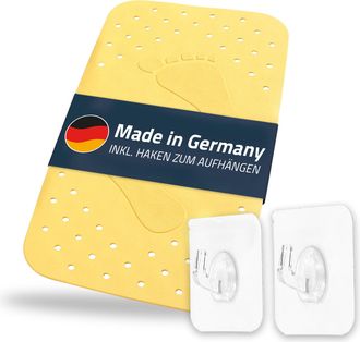 Ridder Badewanneneinlage, Wanneneinlage, Badematte Step ca. 38x72 cm, gelb, 100% TPE | inkl. 2 Haken | frei von PVC, Phthalaten, Blei, Latex | TÜV geprüft | 