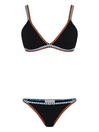 Brigitte Triangel-Bikinioberteil mit Kontrastdetails - Schwarz