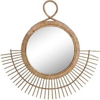 DKD Home Decor DKD Home Decor Miroir mural rond marron rotin 68 cm