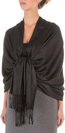 Sakkas 198cm x 71cm Textile Bio Bambou (rayonne) Doux Couleur Unie Pashmina Ch&acirc;le/Echarpe/Etole - Noir