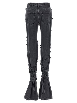 Alexander McQueen Womens Black Cotton Flared Jeans Clothing