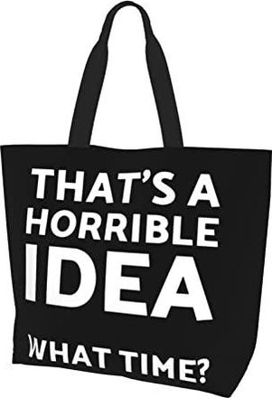 AOOEDM Cest une id&eacute;e horrible What Time Sac &agrave; provisions r&eacute;utilisable en toile pour femme