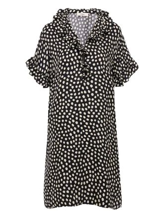 Chlo&eacute; Ger&uuml;schtes Kleid mit Polka Dots - Schwarz