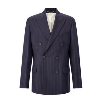 Golden Goose Gestreifter Mantel mit italienischem Handwerk - - Jackets - Herren - Blau - M